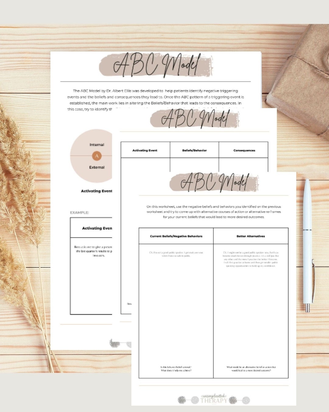 ABC Model|therapy Worksheets|counseling Resources|psychology|social ...