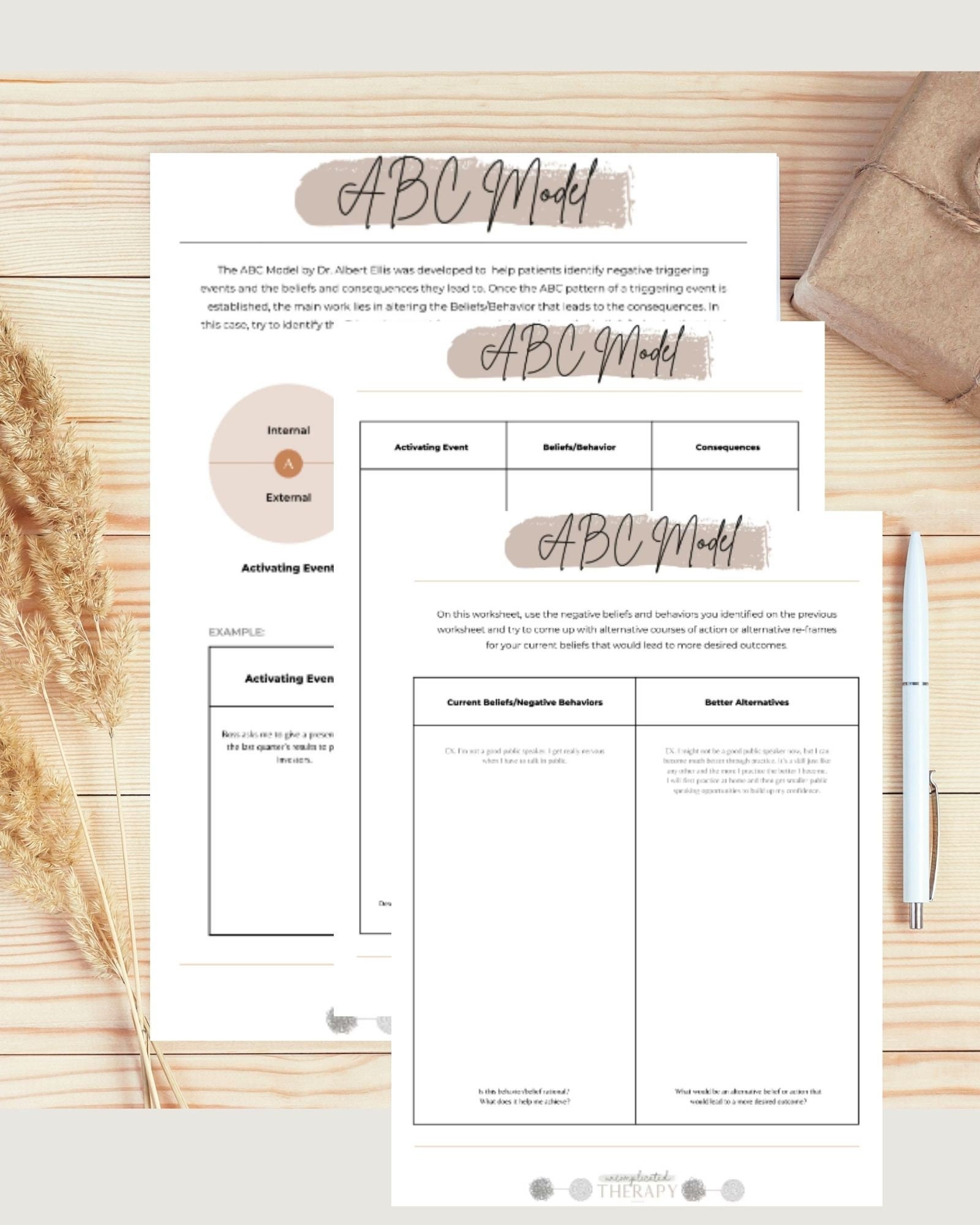 ABC Model|therapy Worksheets|counseling Resources|psychology|social ...