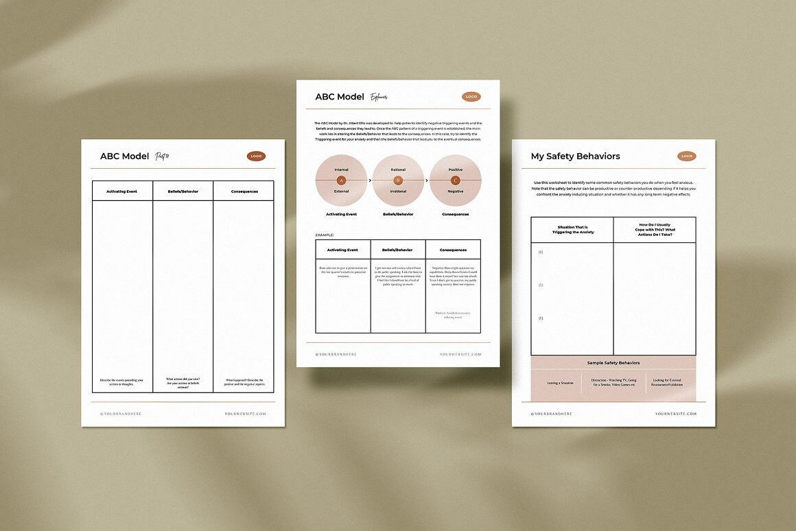 30 CANVA Stress & Anxiety Therapy Worksheets Counseling - Etsy