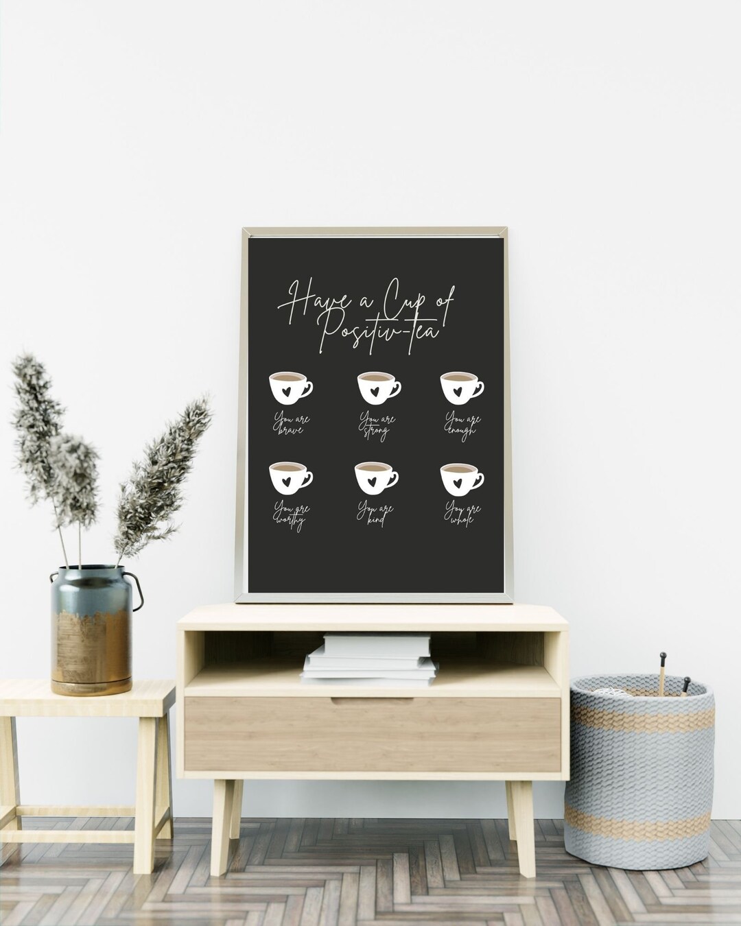 Positive Tea Poster: Therapy Office Decor, Mental Health Art (digital ...