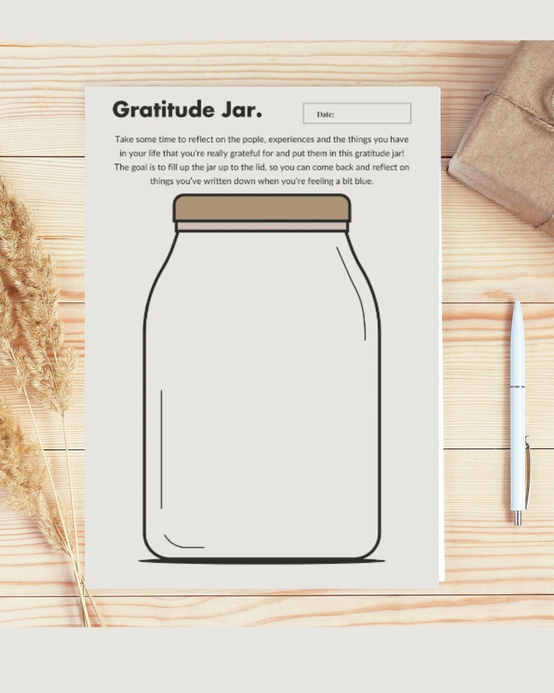 Gratitude Jar Worksheet | Printable Self-growth Planner (PDF) - Etsy