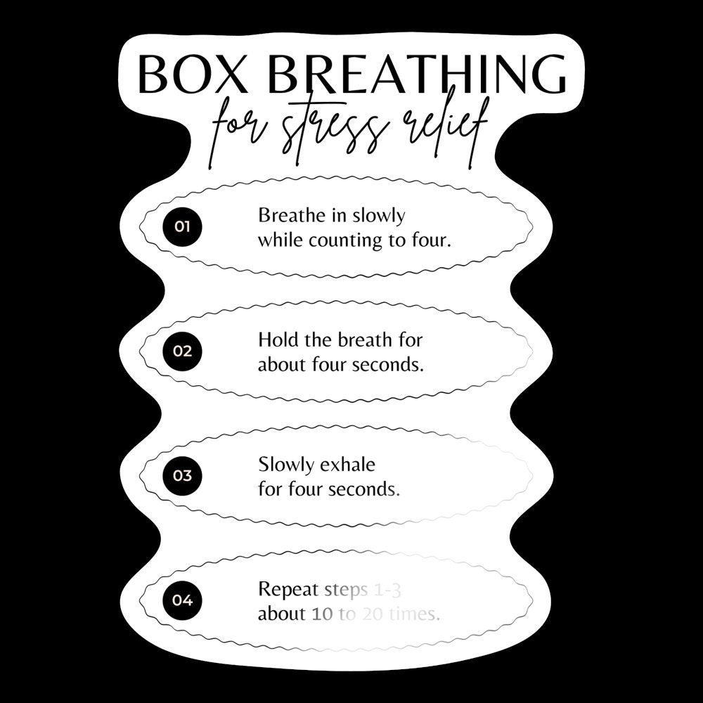 Box Breathing Stress Relief Therapy Sticker|mental Health Sticker ...