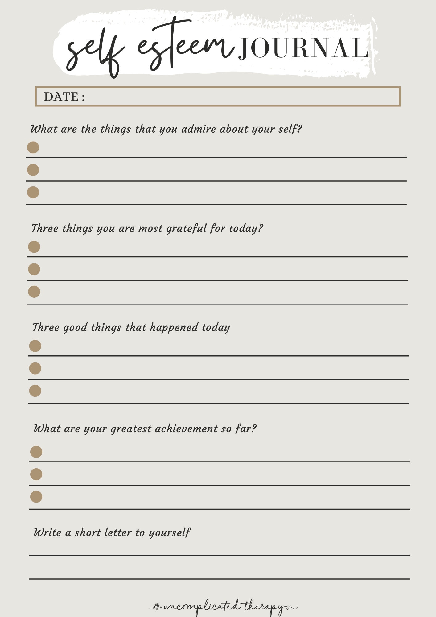 Self-esteem Journal |therapy Worksheets|counseling Resources|psychology ...