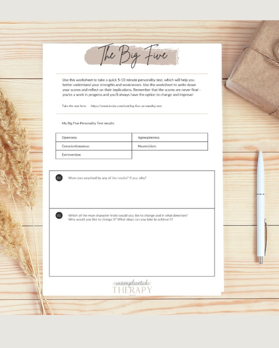 The Big Five|therapy Worksheets|counseling Resources|psychology|social ...