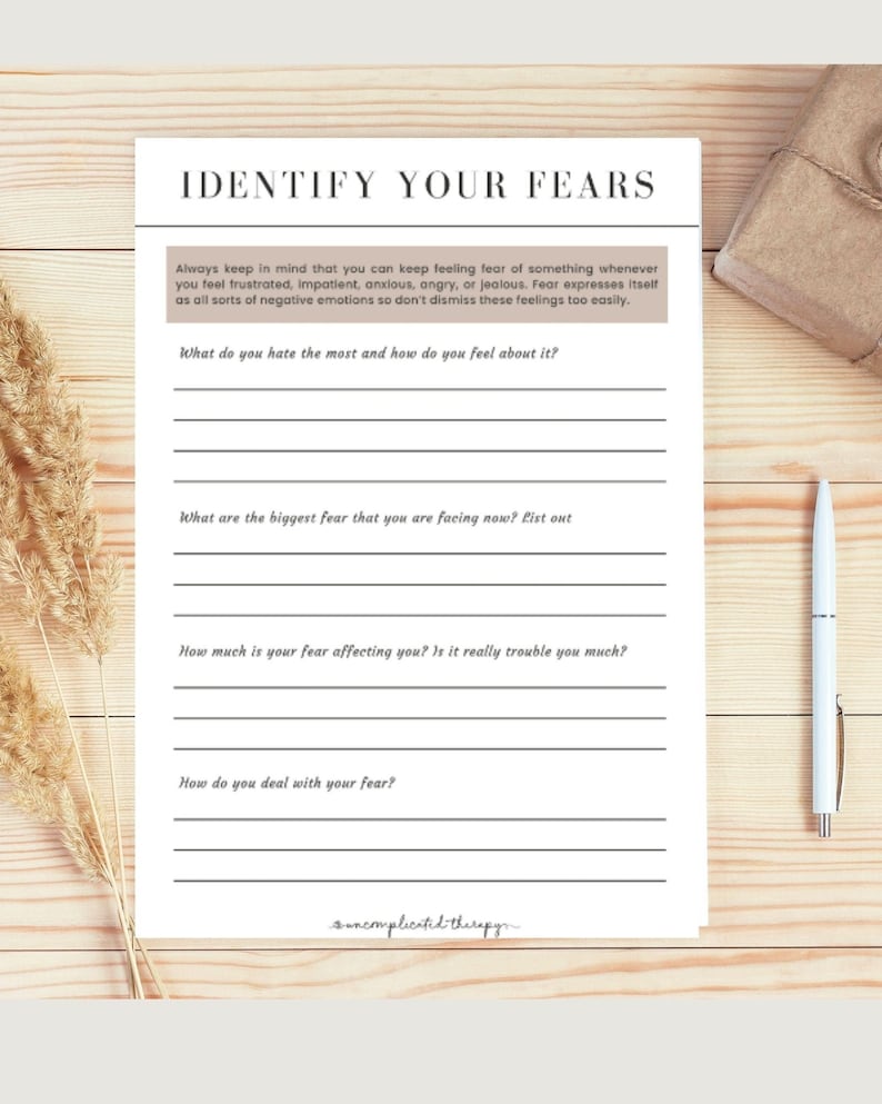 Identifying Your Fears|therapy Worksheets|counseling Resources ...