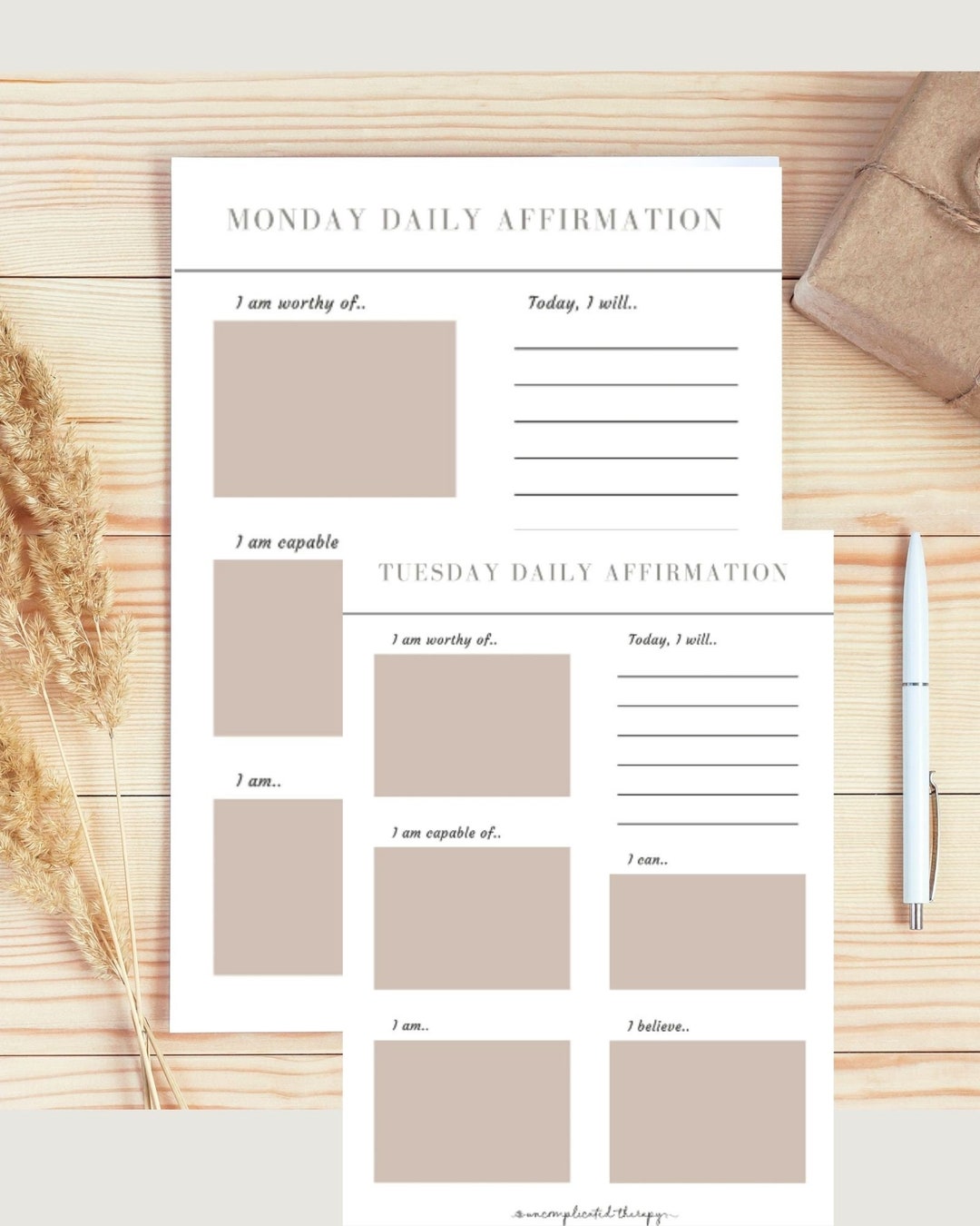 30 Day Daily Affirmation Journaling Workbook (PDF Printable) - Etsy