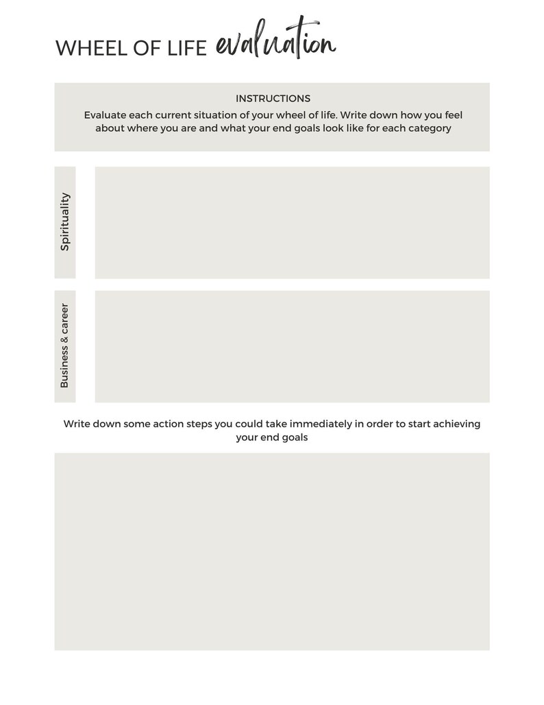 Wheel of Life Tracker: Self-reflection Goal Worksheets (printable PDF ...