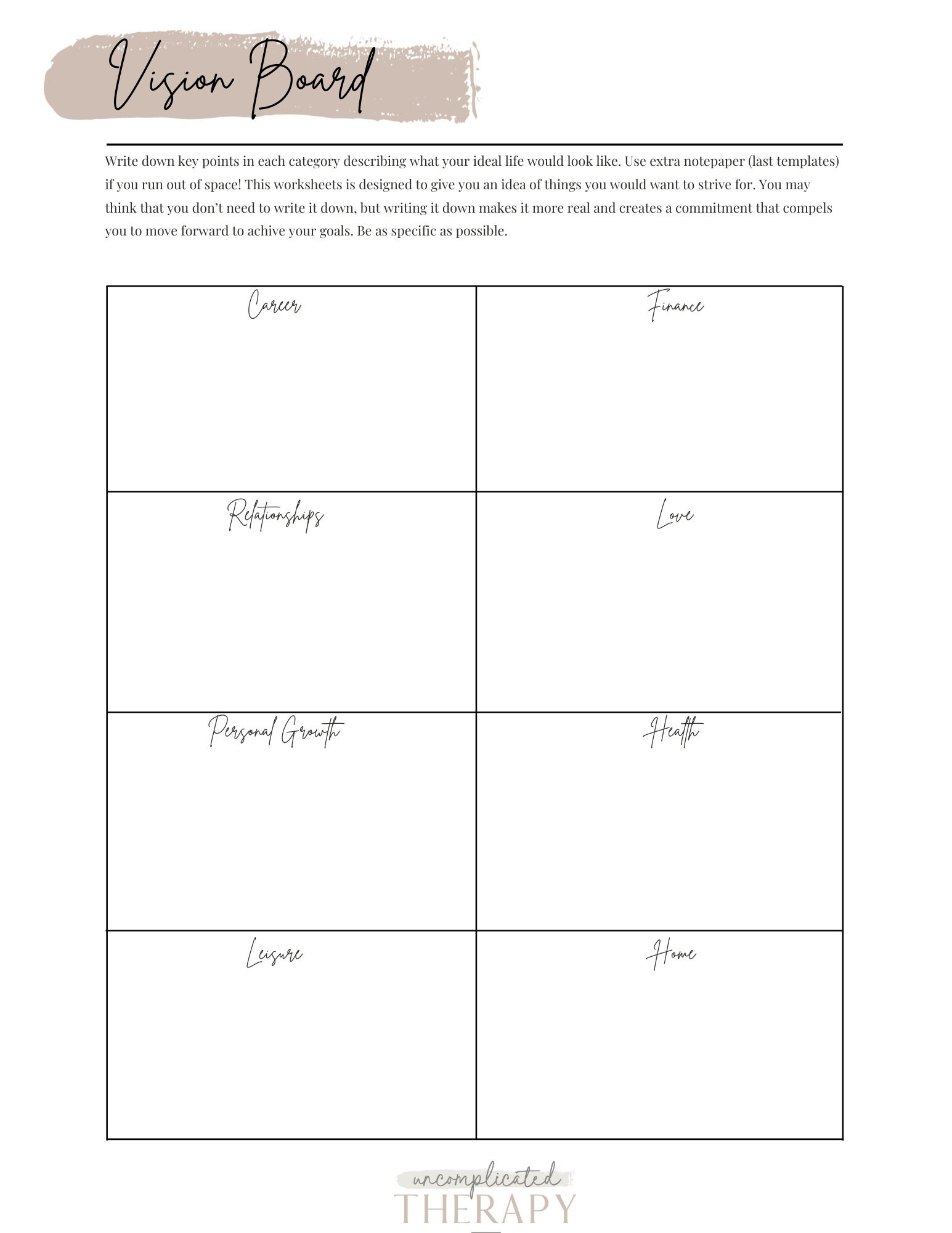 Vision Board|therapy Worksheets| Counseling Resources |psychology ...