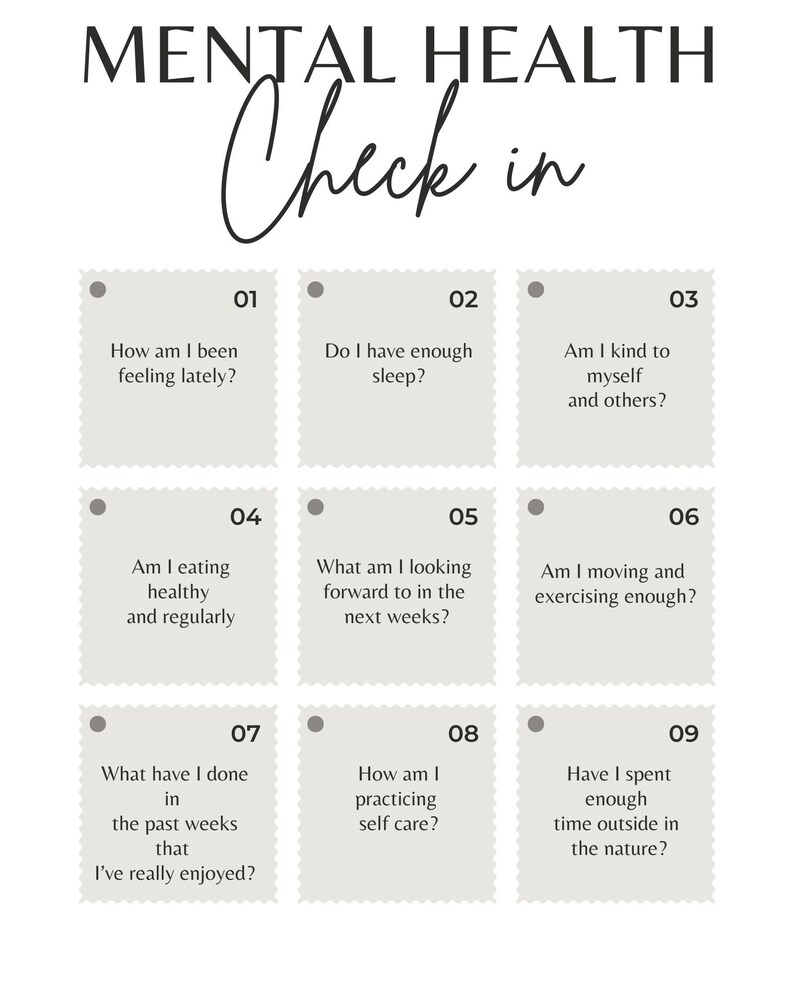 Mental Health Check in Mental Health Digital Print Postertherapy ...