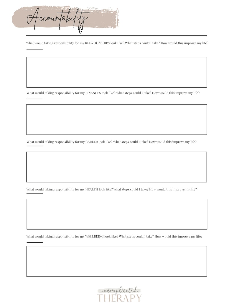 Accountability)|therapy Worksheets|counseling Resources |psychology ...