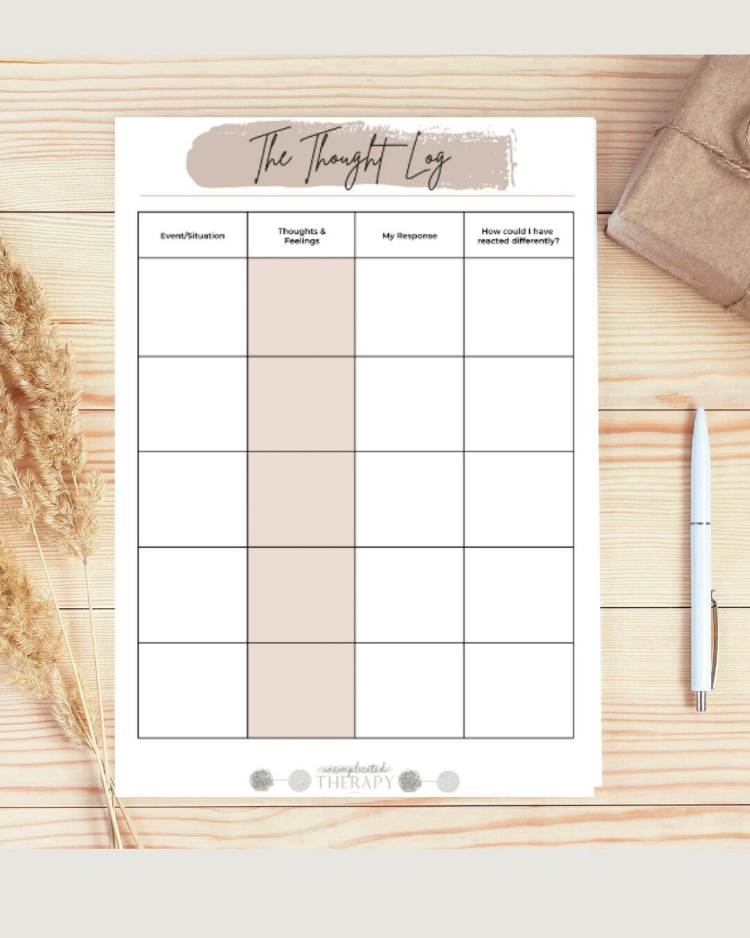 The Thought Log |therapy Worksheet| Counseling Resources |psychology ...
