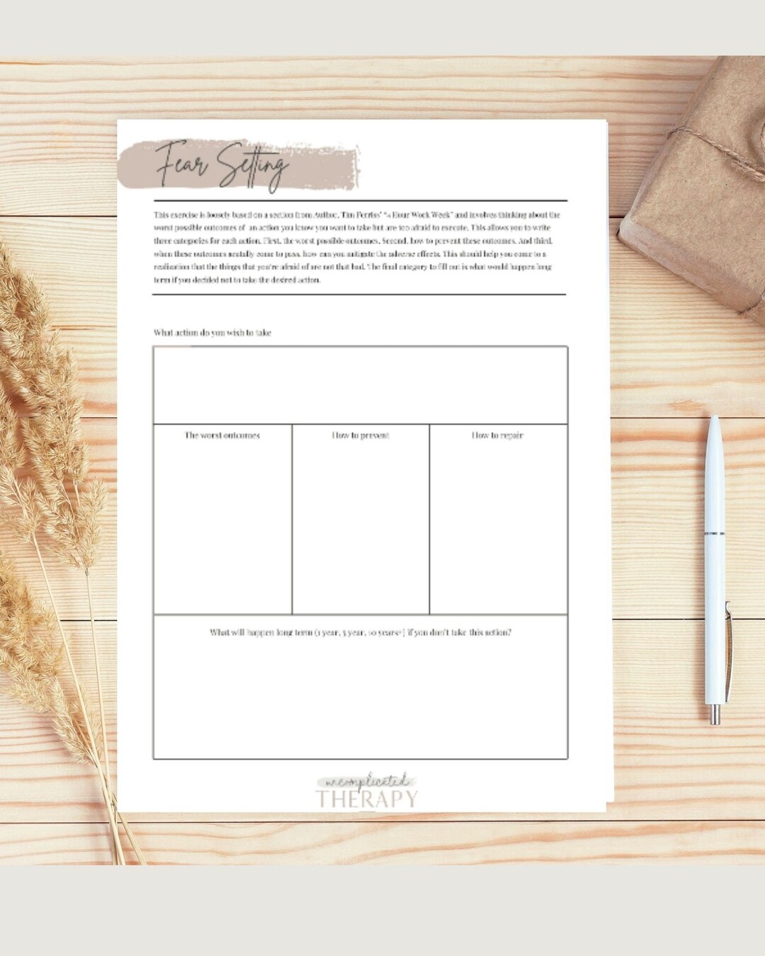 Fear Setting|therapy Worksheets| Counseling Resources |psychology ...