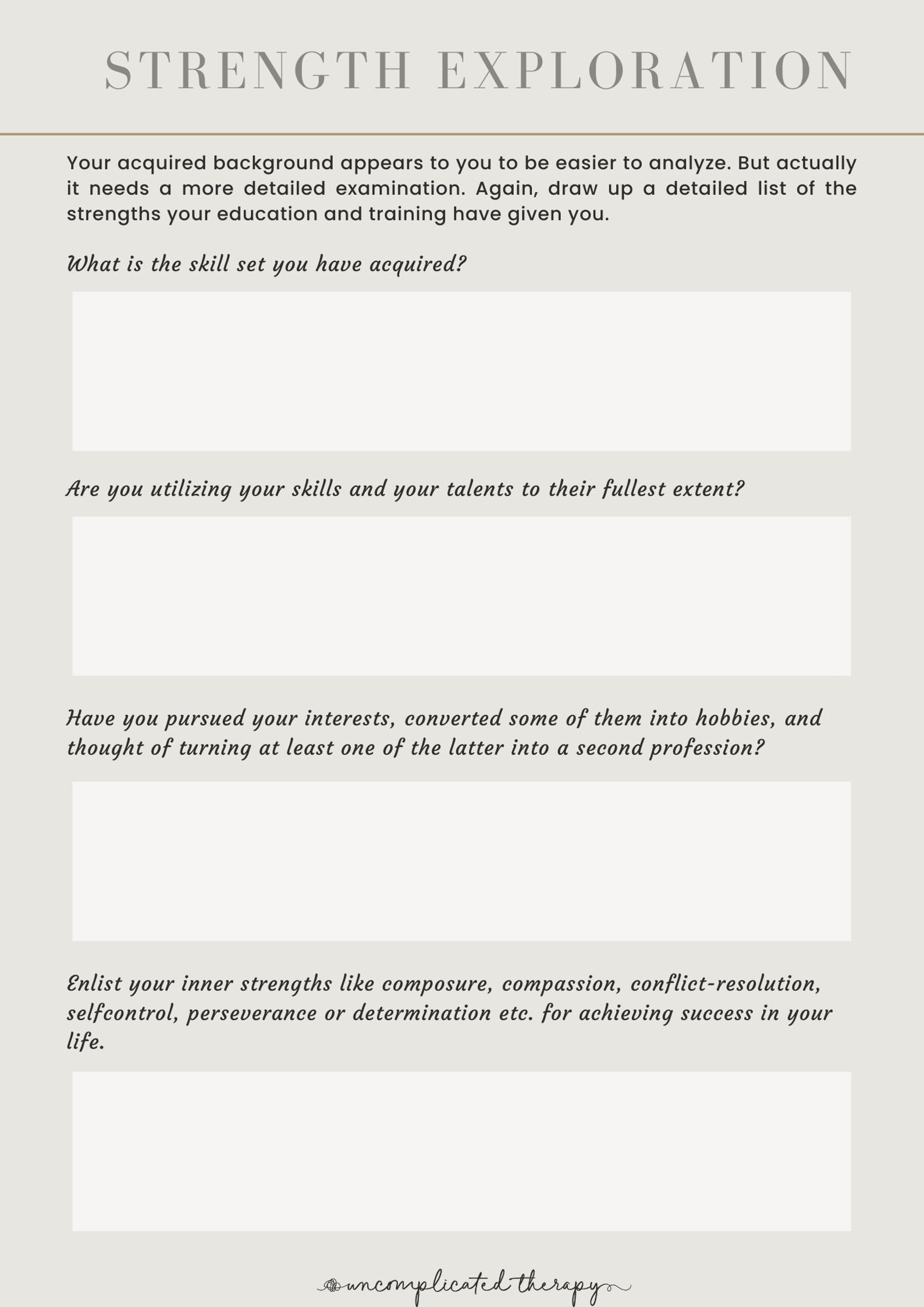 Strengths & Qualities Exploration|therapy Worksheets|counseling ...