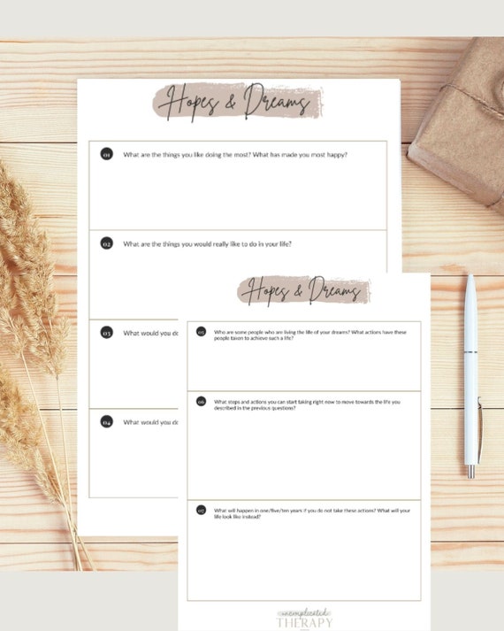 Hopes & Dreamstherapy Worksheetscounseling - Etsy