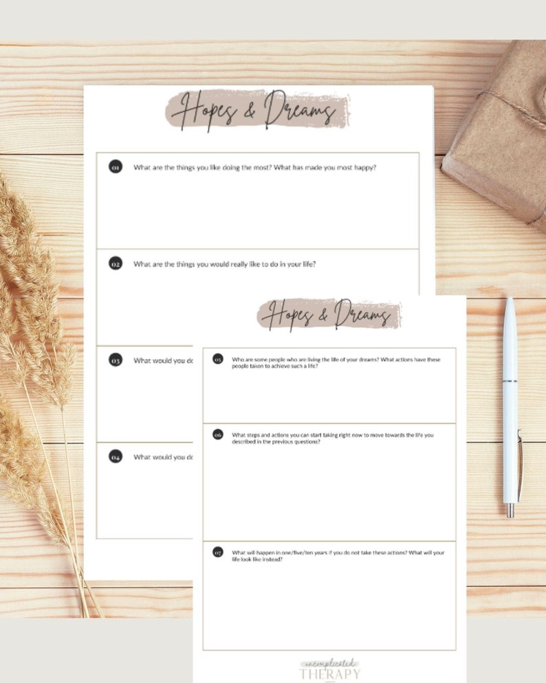Hopes & Dreams|therapy Worksheets|counseling Resources|psychology|cbt ...