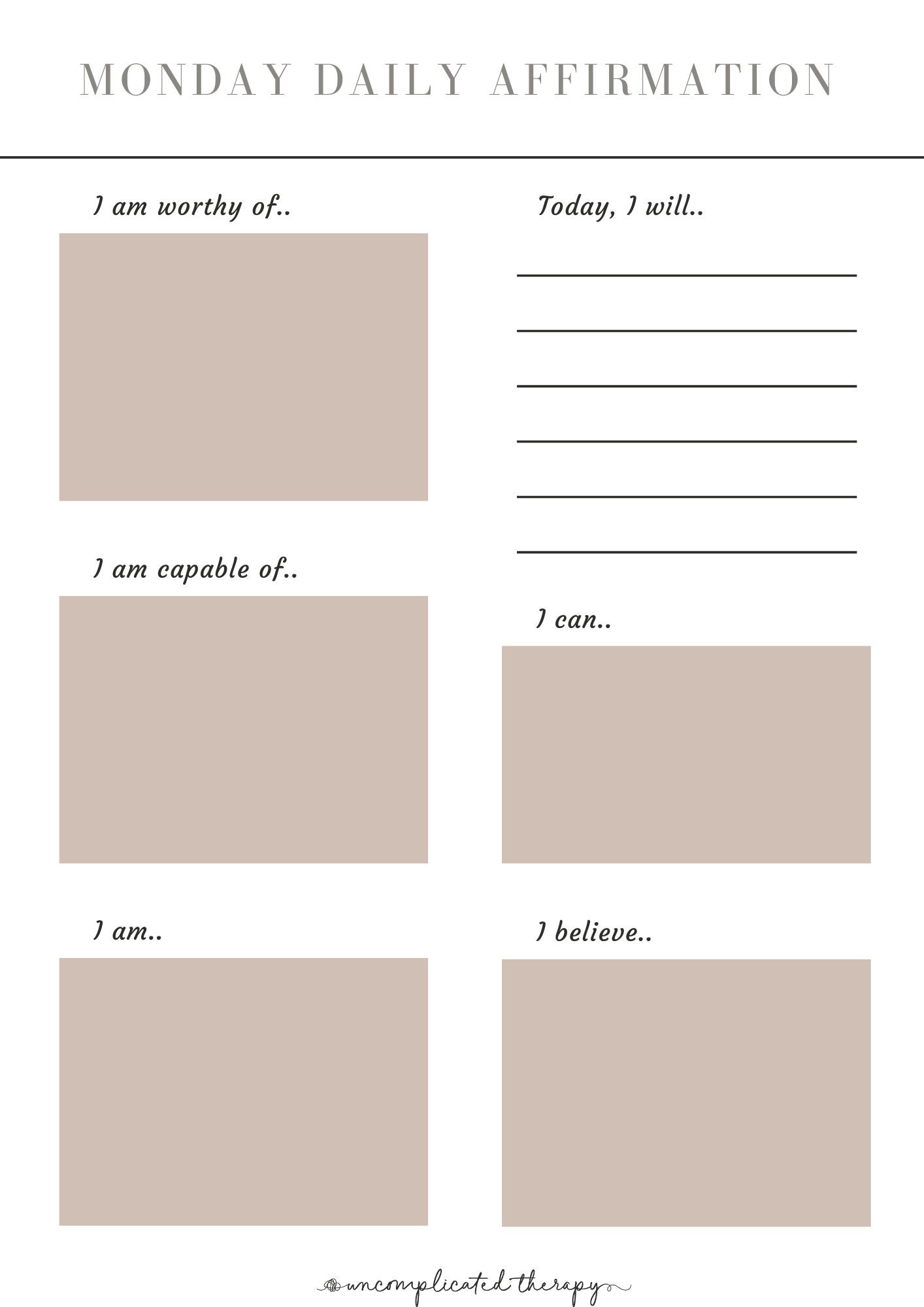 30 Day Daily Affirmation Journaling Workbook (PDF Printable) - Etsy