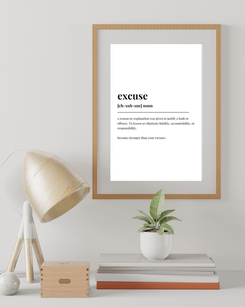 Excuse Definition Print: Therapy Office Wall Art (digital Download ...