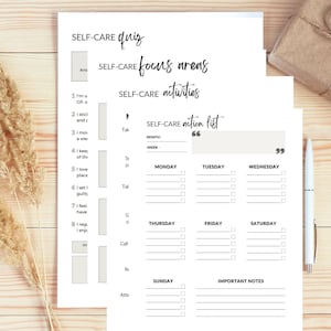 Self Care Challenge Printable: Goal Tracker & Therapy Worksheets (PDF ...