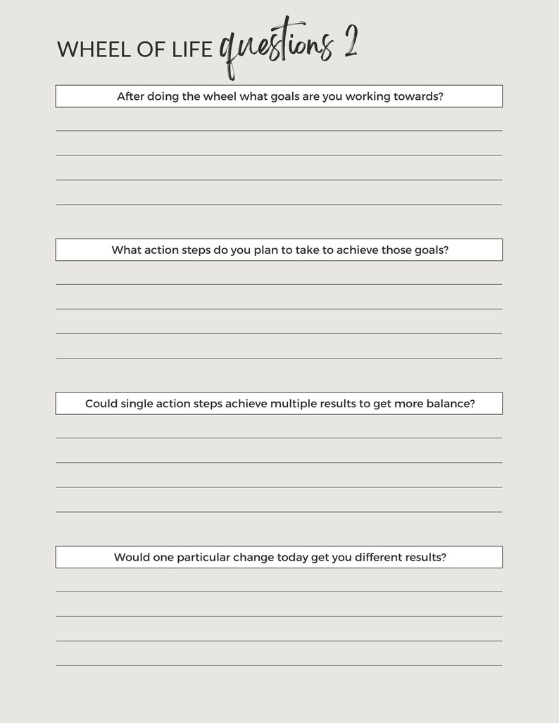 Wheel of Life Tracker: Self-reflection Goal Worksheets (printable PDF ...