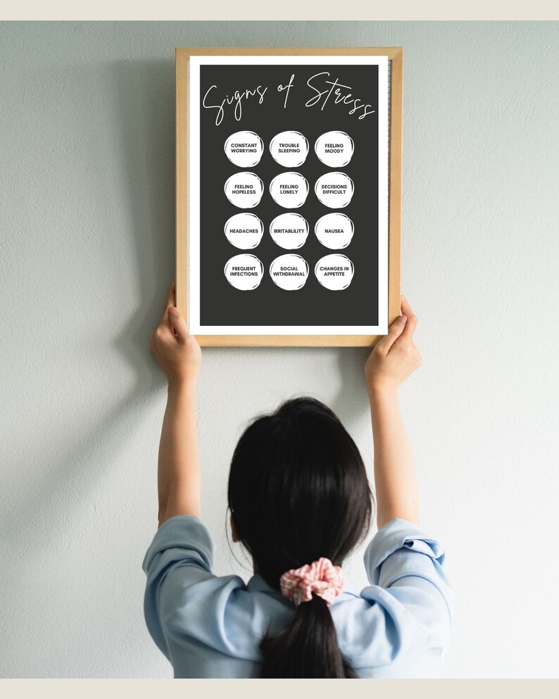 Signs of Stress Mental Health Digital Print Postertherapy & Counseling ...