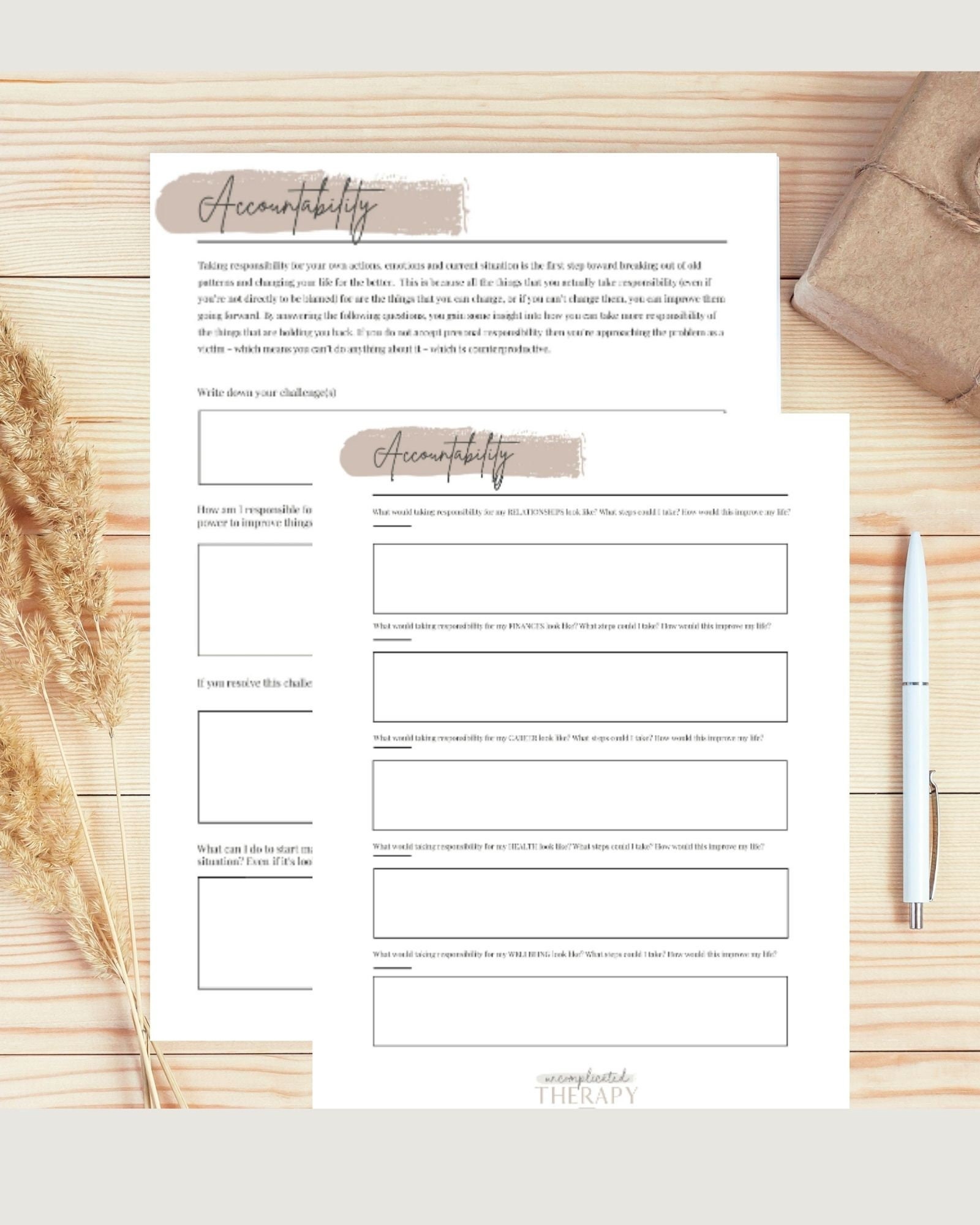 Accountability Worksheets (2) For Therapists, Counselors, Coaches ...