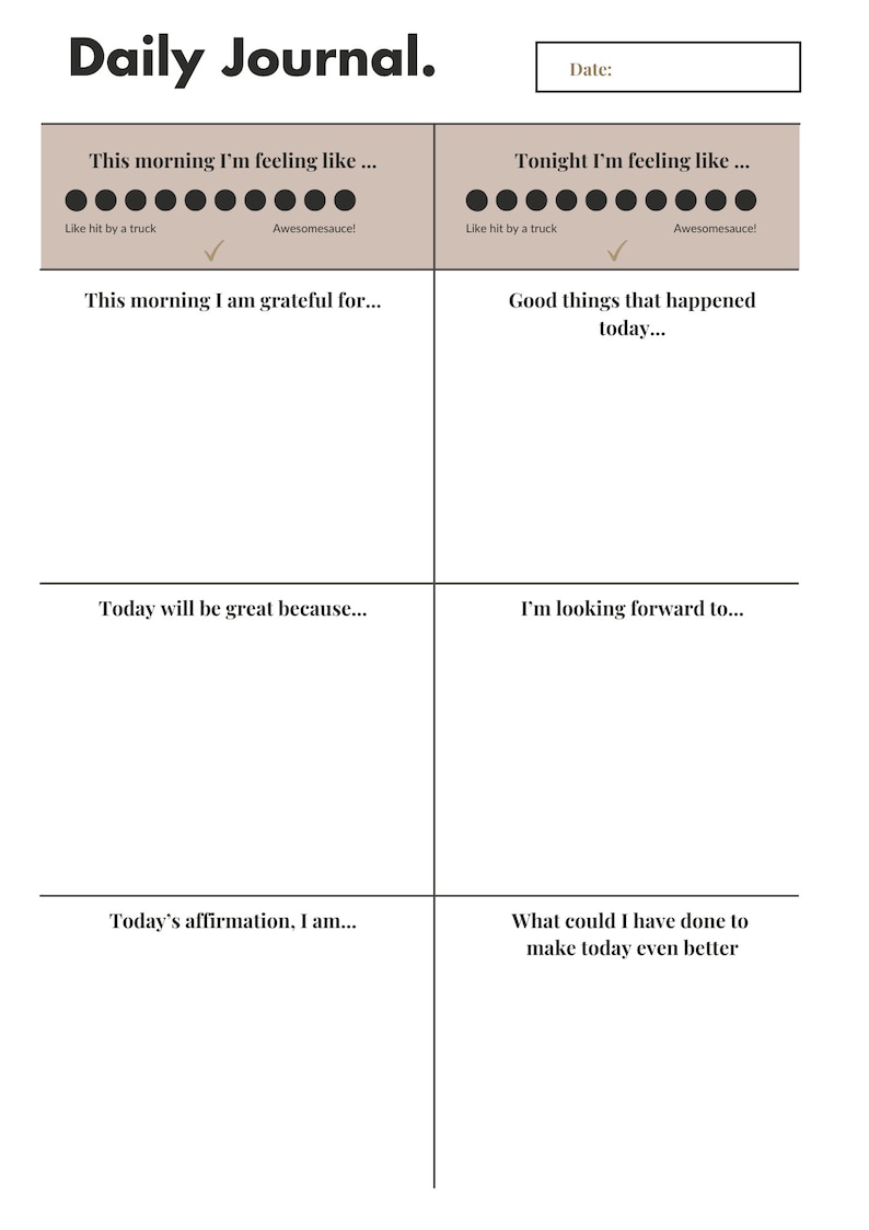 Daily Journal & Mood Tracker |therapy Worksheets|counseling Resources ...