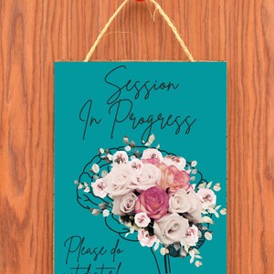 Session in Progress Sign: Floral Brain Therapy Office Decor (digital ...