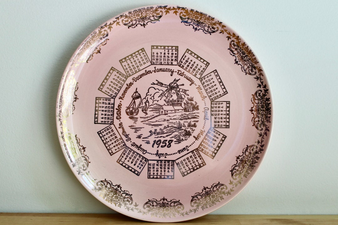 1958 Calendar Plate Made by Taylor Smith Taylor Pottery Made in the USA ...