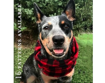 Christmas Plaid Flannel Infinity Dog Scarf, Personalized Red Stewart ...
