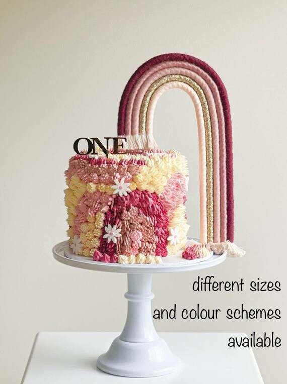 Macrame Rainbow Asymmetrical Cake Topper // Wall Hanging - Etsy