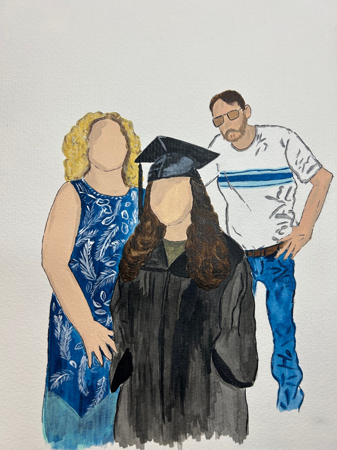 Faceless Acrylic Portrait Painting, Custom Original Art Portrait ...