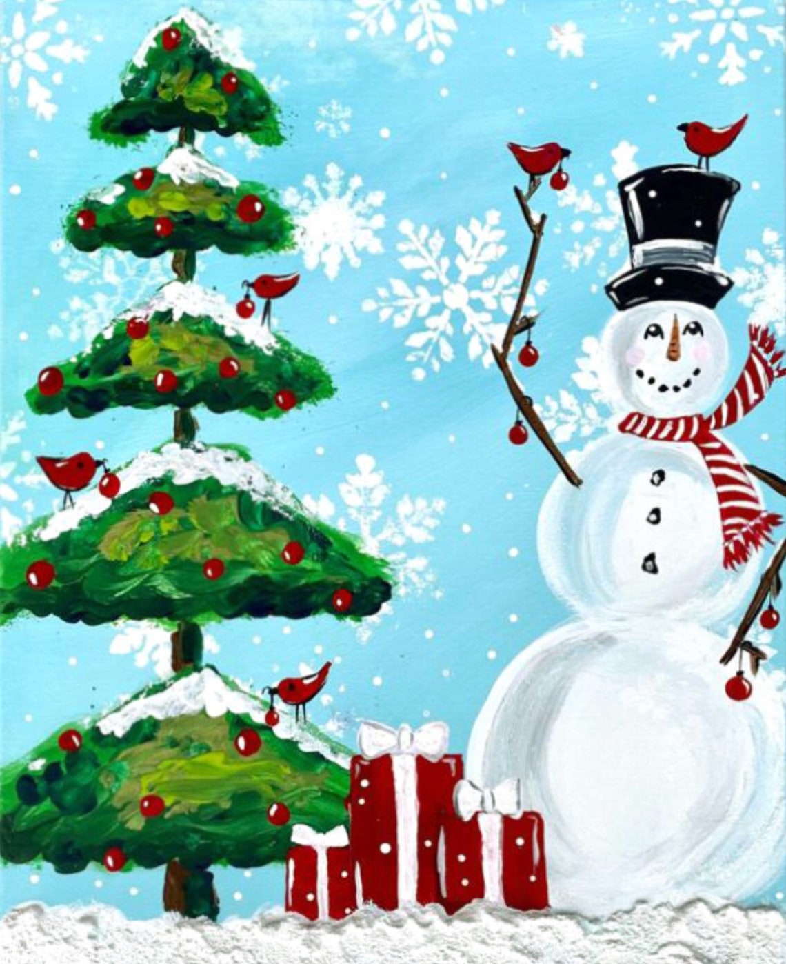 Snowman Paint Party Kit, Beginner DIY Canvas Art - Etsy