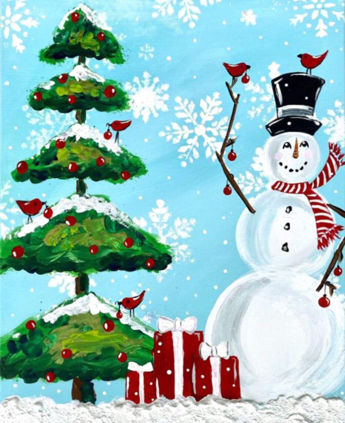 Snowman Paint Party Kit, Beginner DIY Canvas Art - Etsy