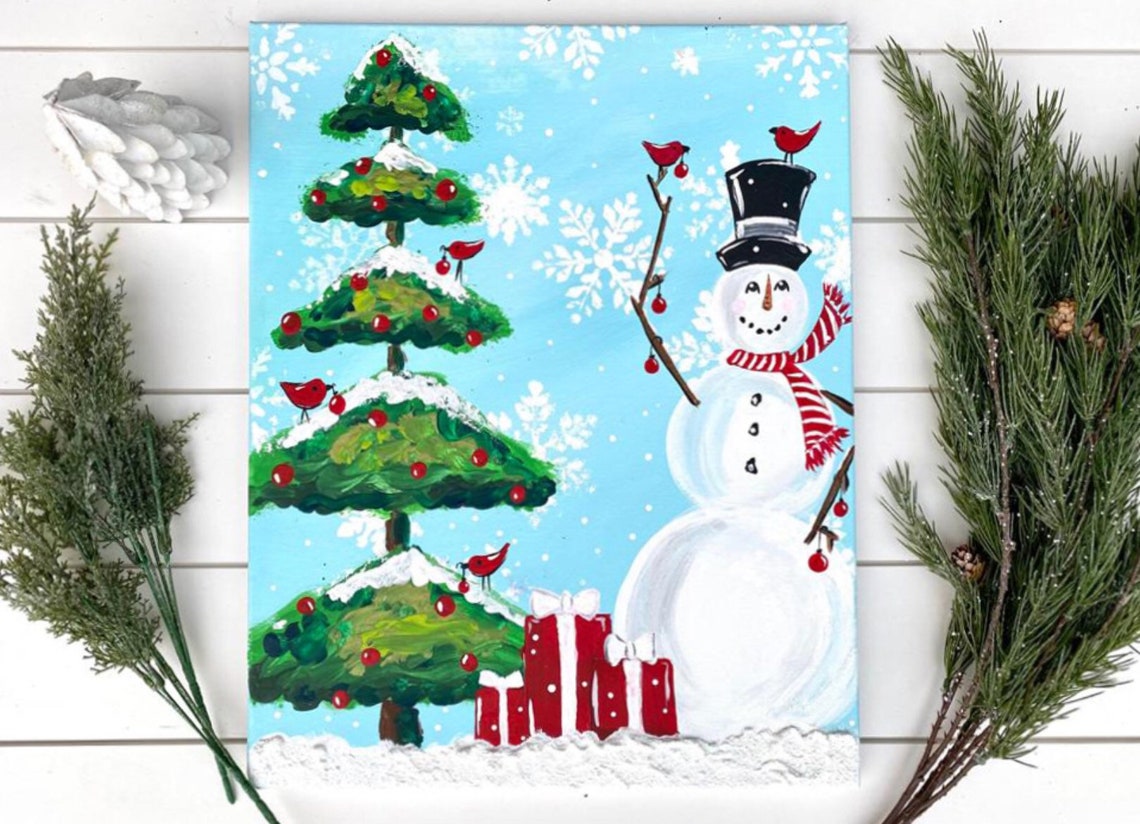 Snowman Paint Party Kit, Beginner DIY Canvas Art - Etsy