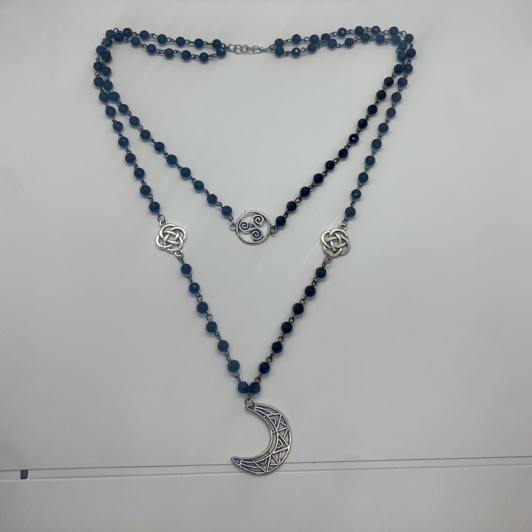 Layered Witch Crescent Moon Irish Knot Triskelion Necklace - Etsy