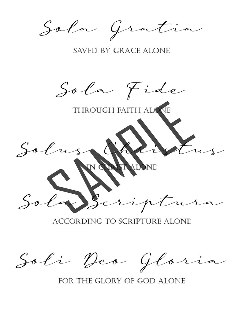 5 Solas Printable Word Stickers Clip Art for Bible - Etsy