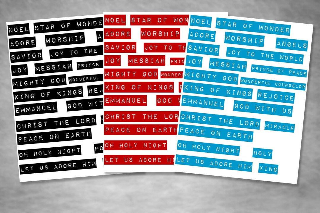 Set of 3 Printable Christmas Word Cloud Stickers for - Etsy
