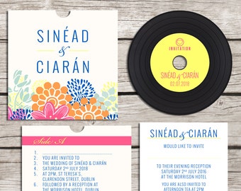 Rustic 'vinyl' Record CD Wedding Invitation, Personalised Kraft Sleeves ...