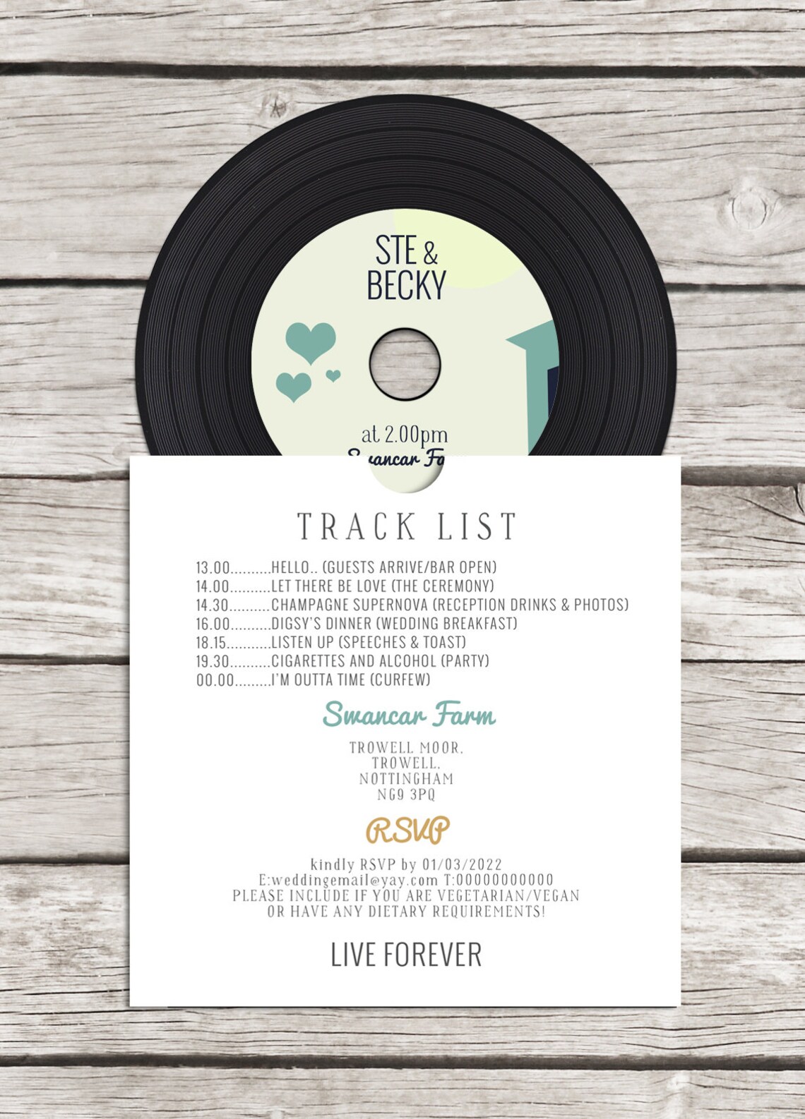 Retro Oasis Inspired CD 'vinyl' Wedding Invitation - Etsy UK
