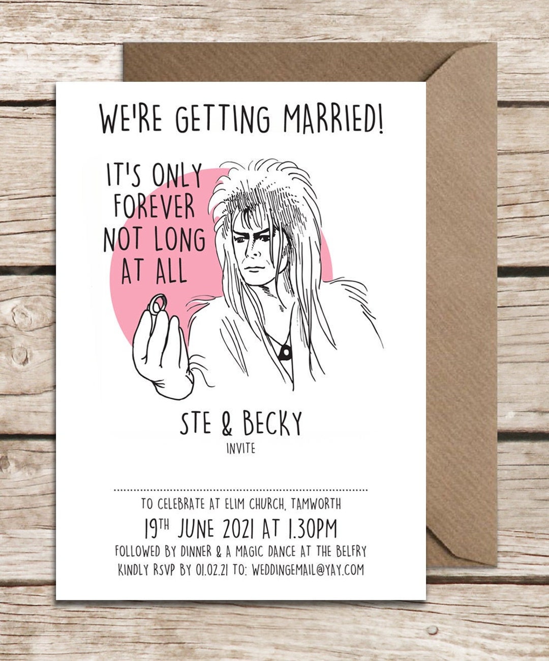 Jareth Wedding Invitations, Labyrinth Wedding Invites, David Bowie ...