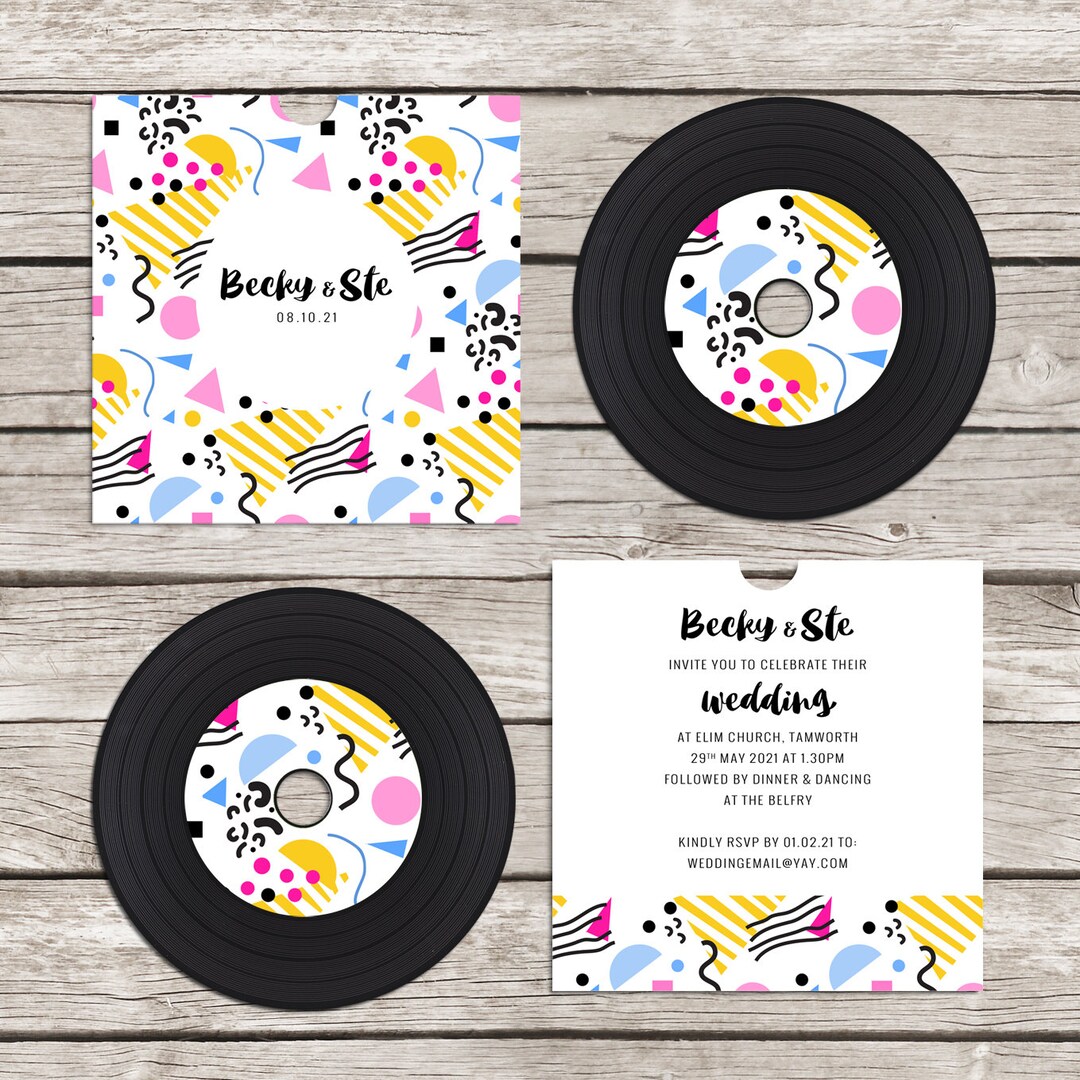 Retro 'vinyl' Record CD Wedding Invitation - Etsy