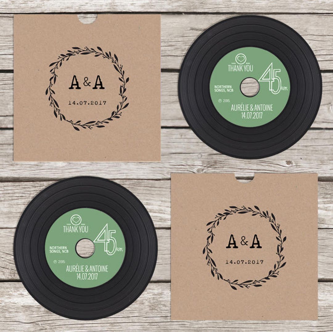 Rustic 'vinyl' Record CD Wedding Invitation, Personalised Kraft Sleeves ...
