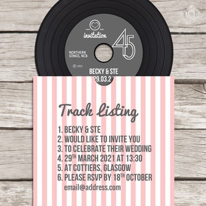 Retro 'vinyl' Record CD Wedding Invitation, Personalised CD Record ...