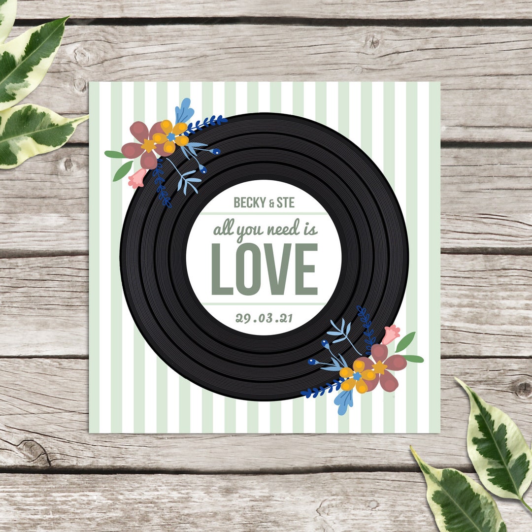 Retro Vinyl Record Wedding Invitation, Personalised Record Invites ...