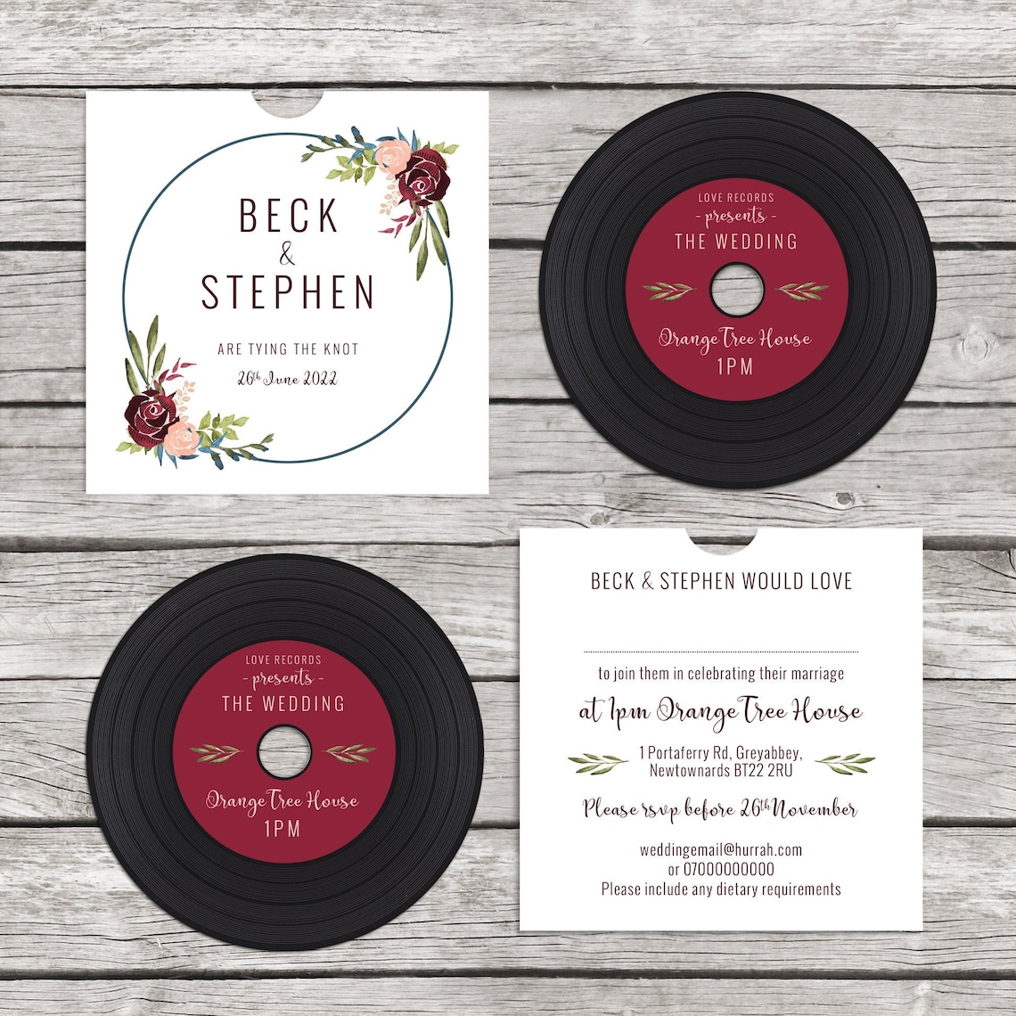 Retro 'vinyl' Record CD Wedding Invitation - Etsy