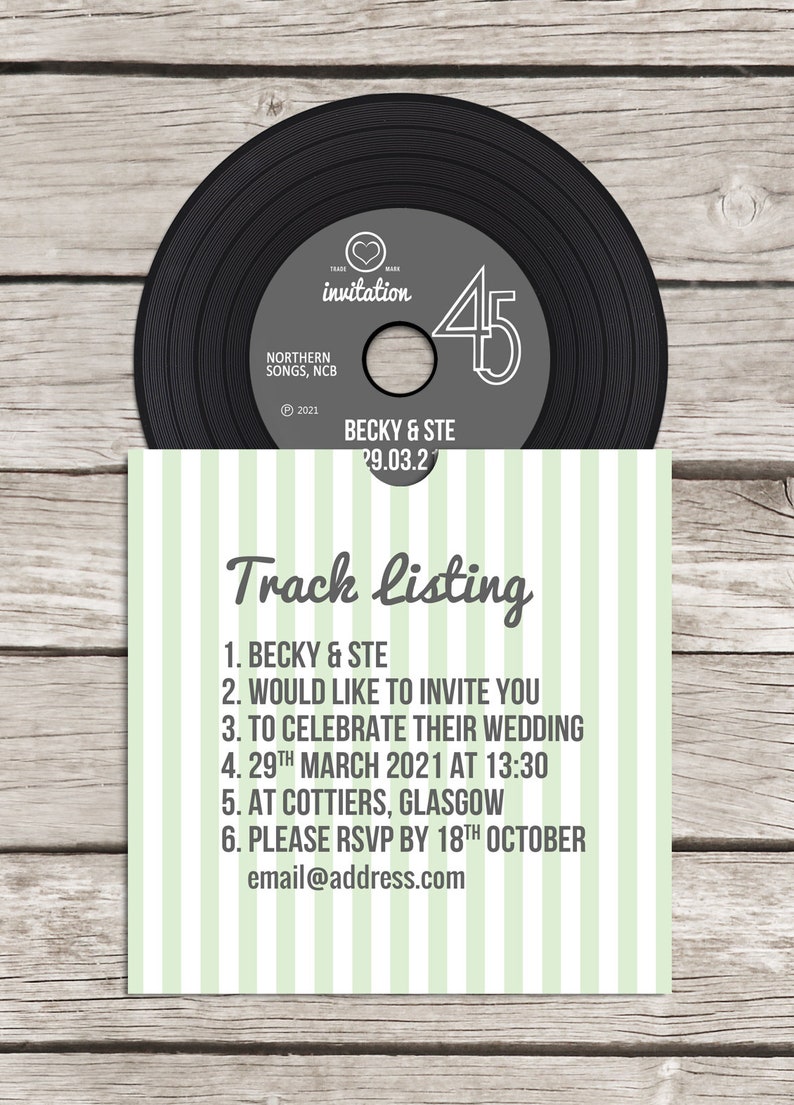 Retro 'vinyl' Record CD Wedding Invitation - Etsy