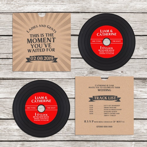 Rustic 'vinyl' Record CD Wedding Invitation - Etsy UK