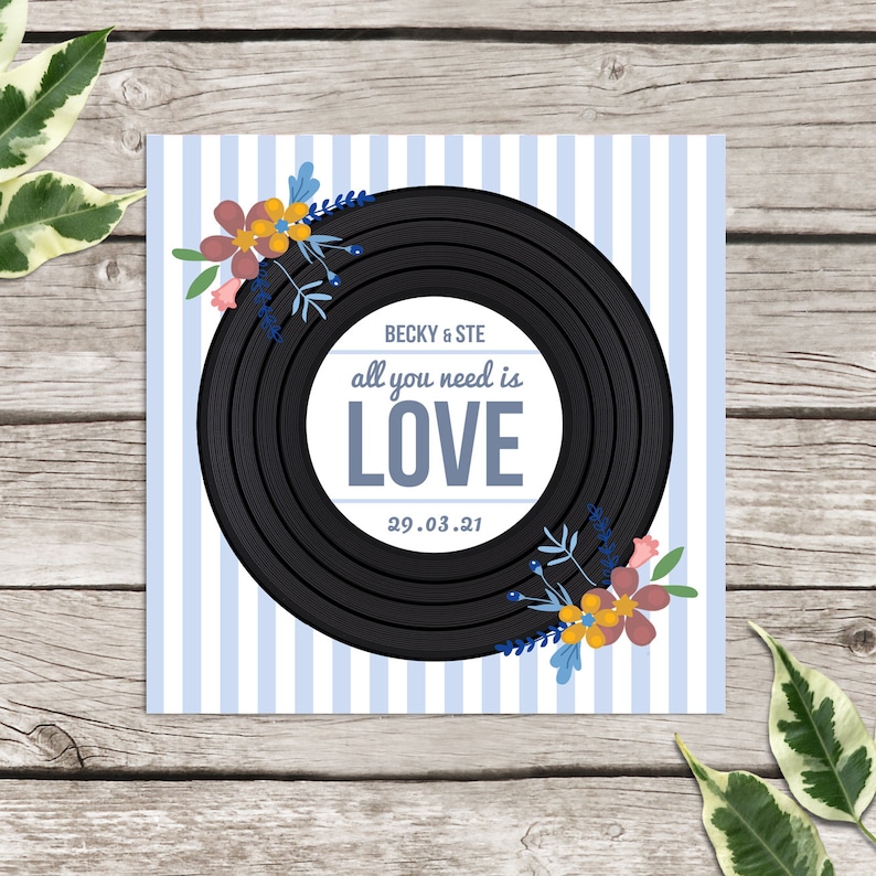Retro Vinyl Record Wedding Invitation Personalised Record - Etsy UK