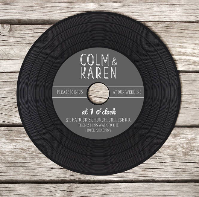 Retro 'vinyl' Record CD Wedding Invitation - Etsy UK