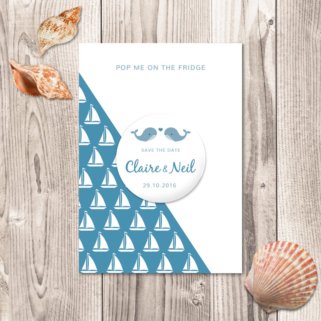 Sea Themed Wedding Save the Date Magnets, Whale Magnets, Boat Save the ...